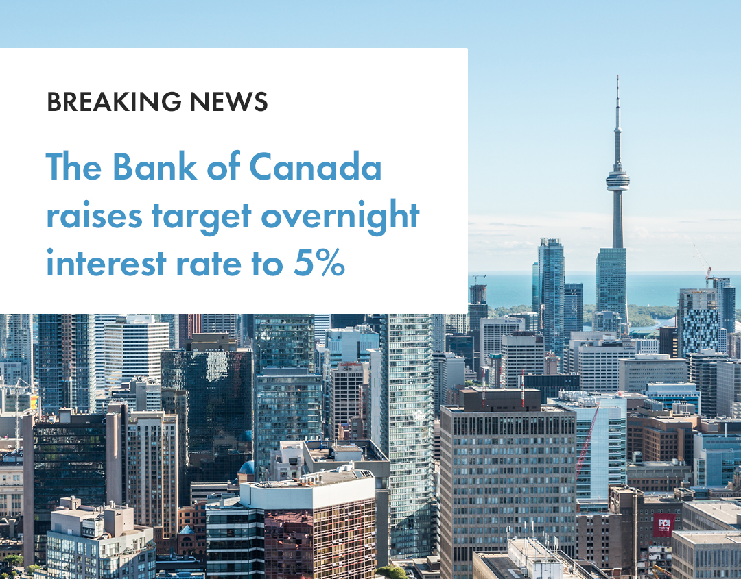 The Bank of Canada has hiked its overnight target rate by 25 basis ...
